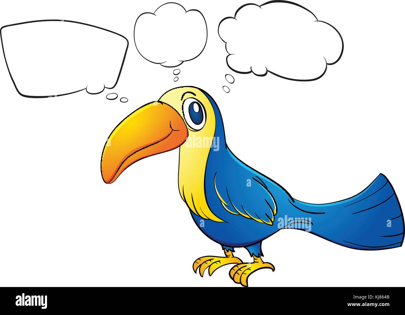 Illustration of an animal with a long beak thinking on a white ...