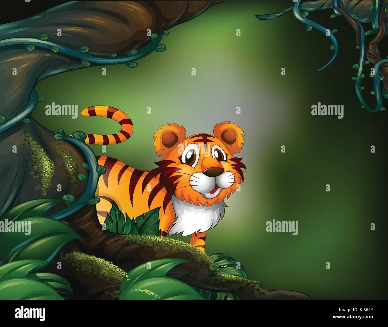 Illustration of a rainforest with a tiger Stock Vector Image & Art - Alamy