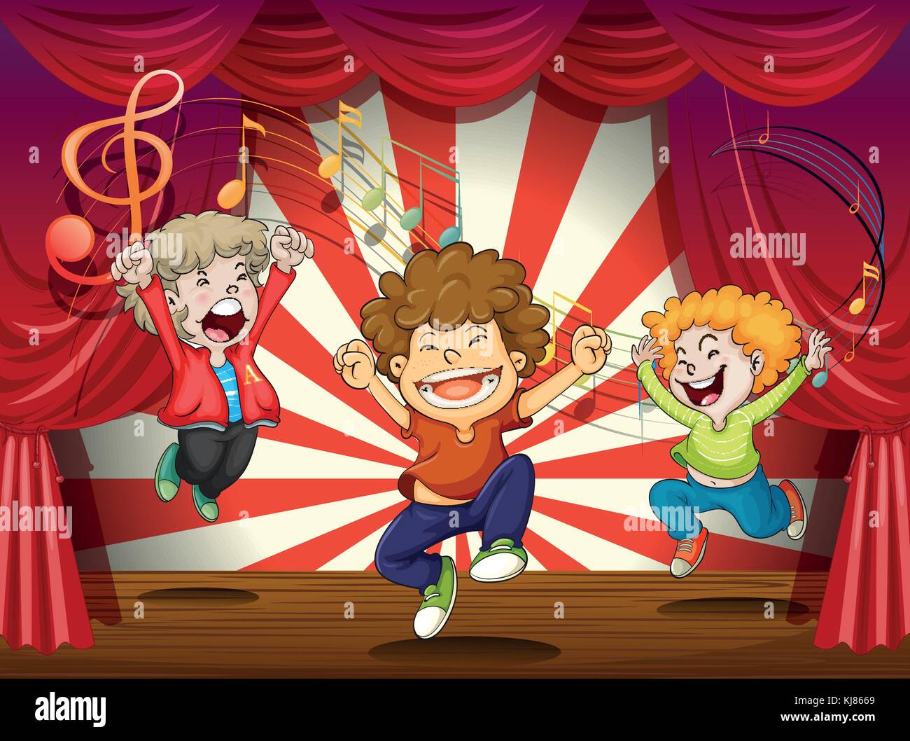 Illustration of kids singing at the stage Stock Vector Image & Art - Alamy