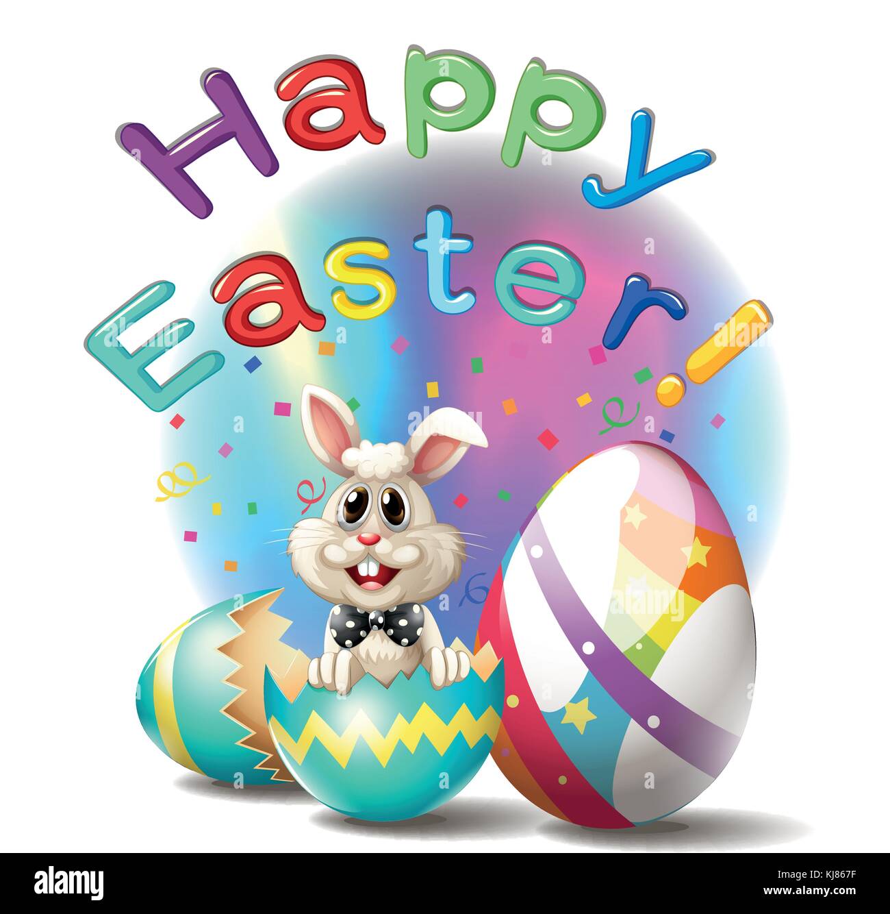Illustration of a happy easter poster on a white background Stock ...
