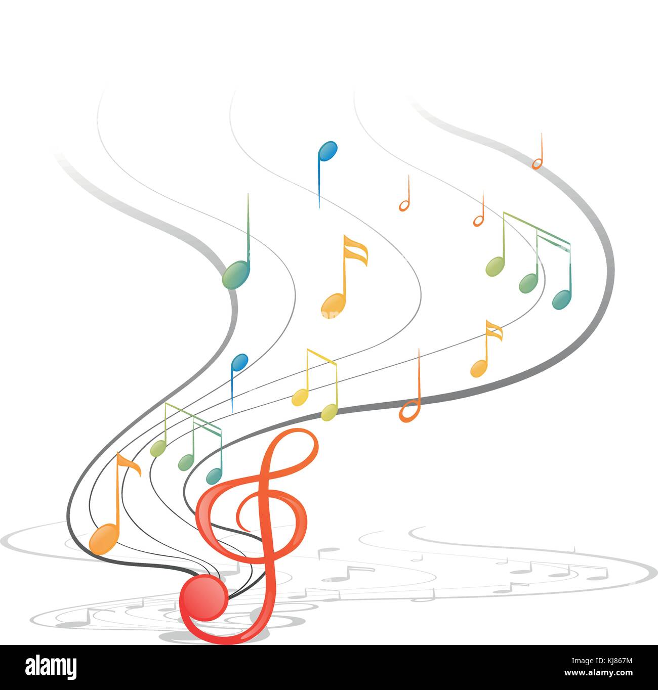 Illustration of the musical notes on a white background Stock Vector ...