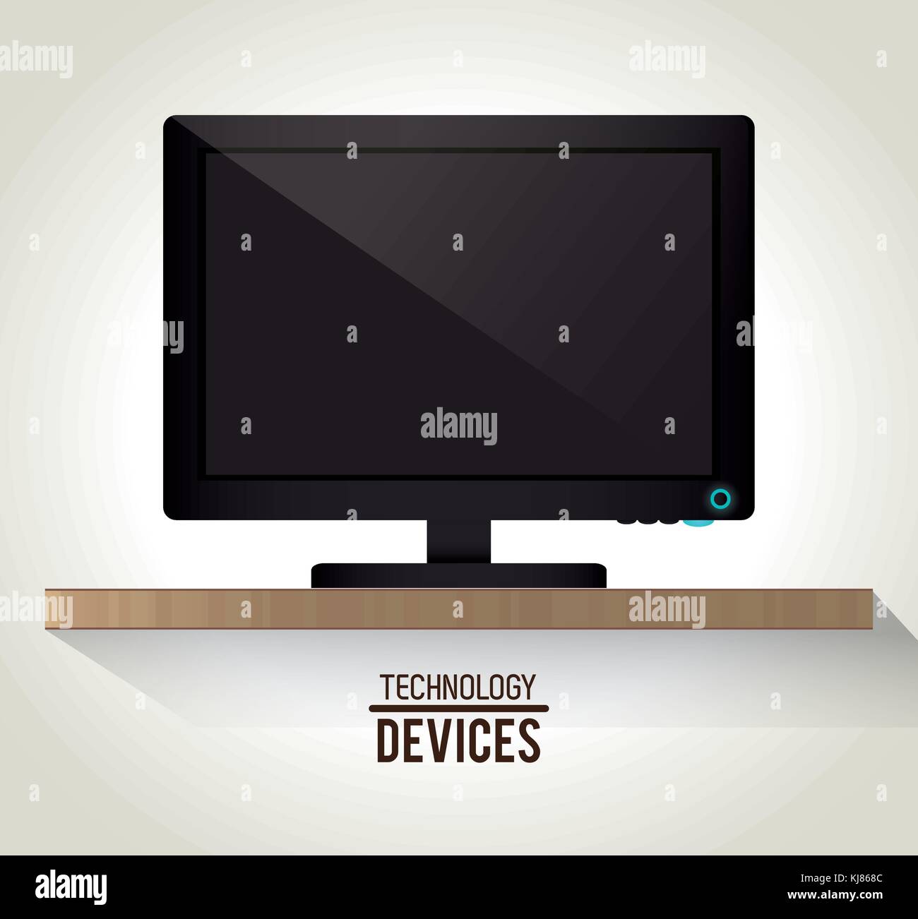 Computer monitor on wooden Stock Vector Images - Alamy