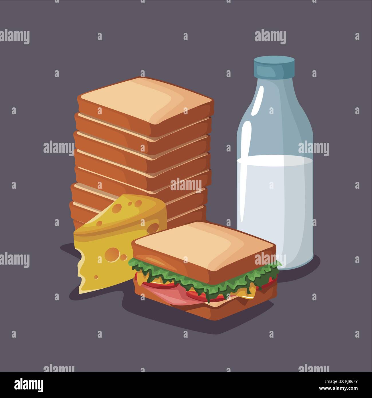 Sandwich breakfast cartoon Stock Vector Image & Art - Alamy