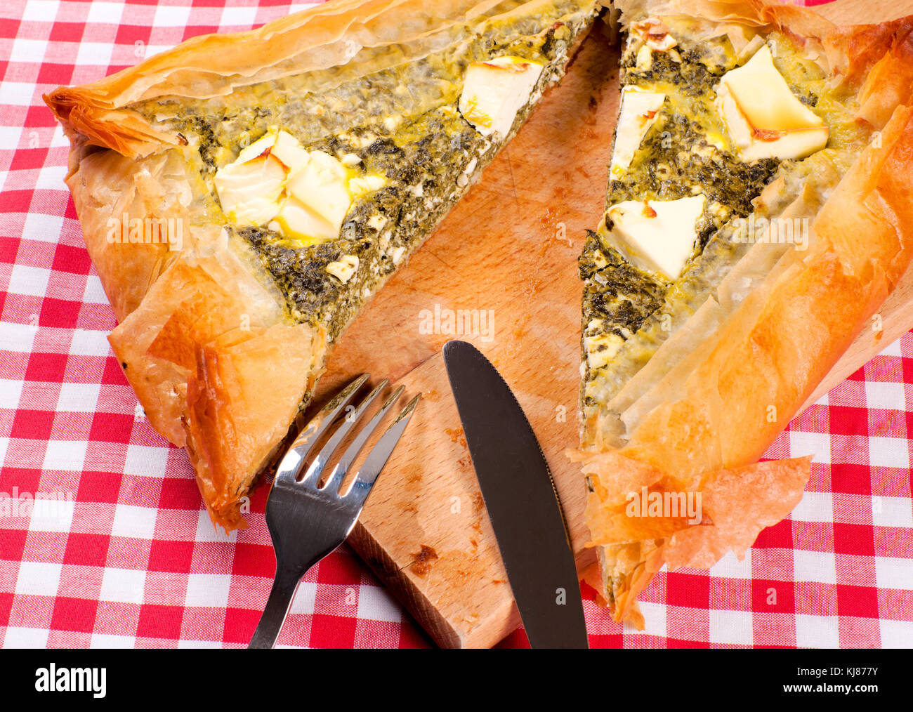 Spinach and feta cheese from high angle view Stock Photo - Alamy