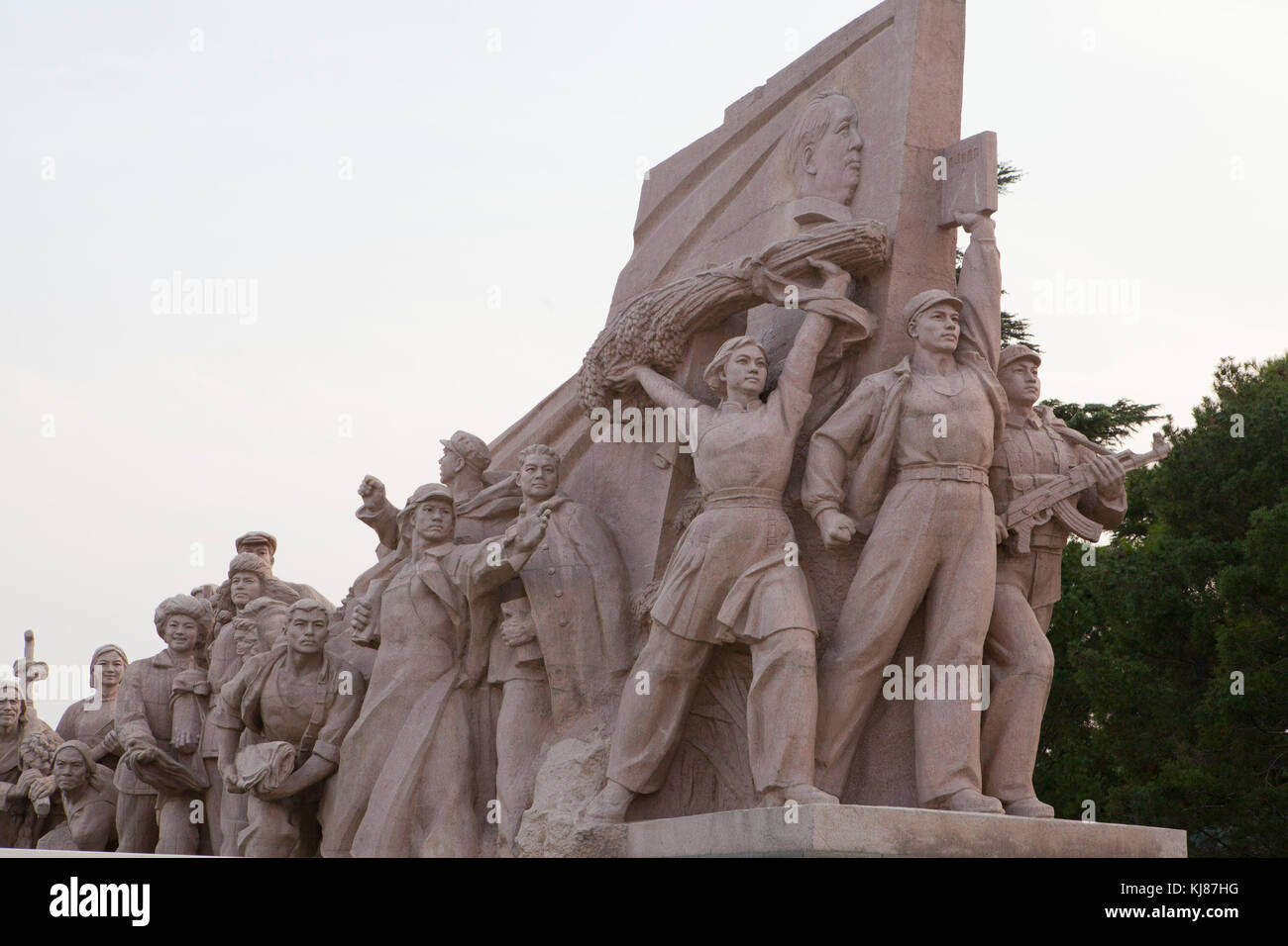 A communist statue in front of Mausoleum of Mao Zedong in Tiananmen ...
