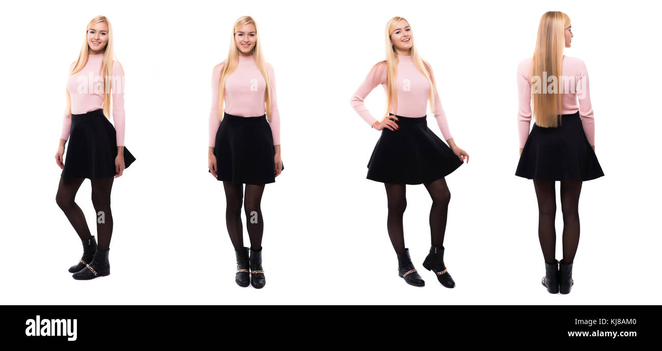 Beautiful model on white isolated background in different poses Stock ...