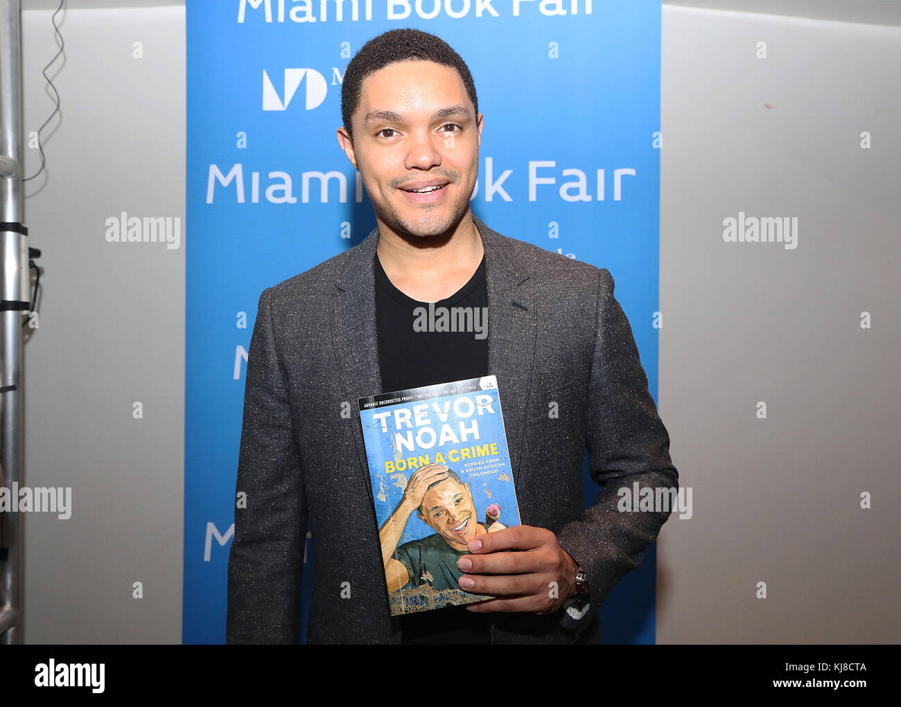 MIAMI FL NOVEMBER 13 Trevor Noah speaks about his book Born a Crime during the Miami Book Fair at the Miami Dade College Wolfson Campus on Sunday November 13 2016 in