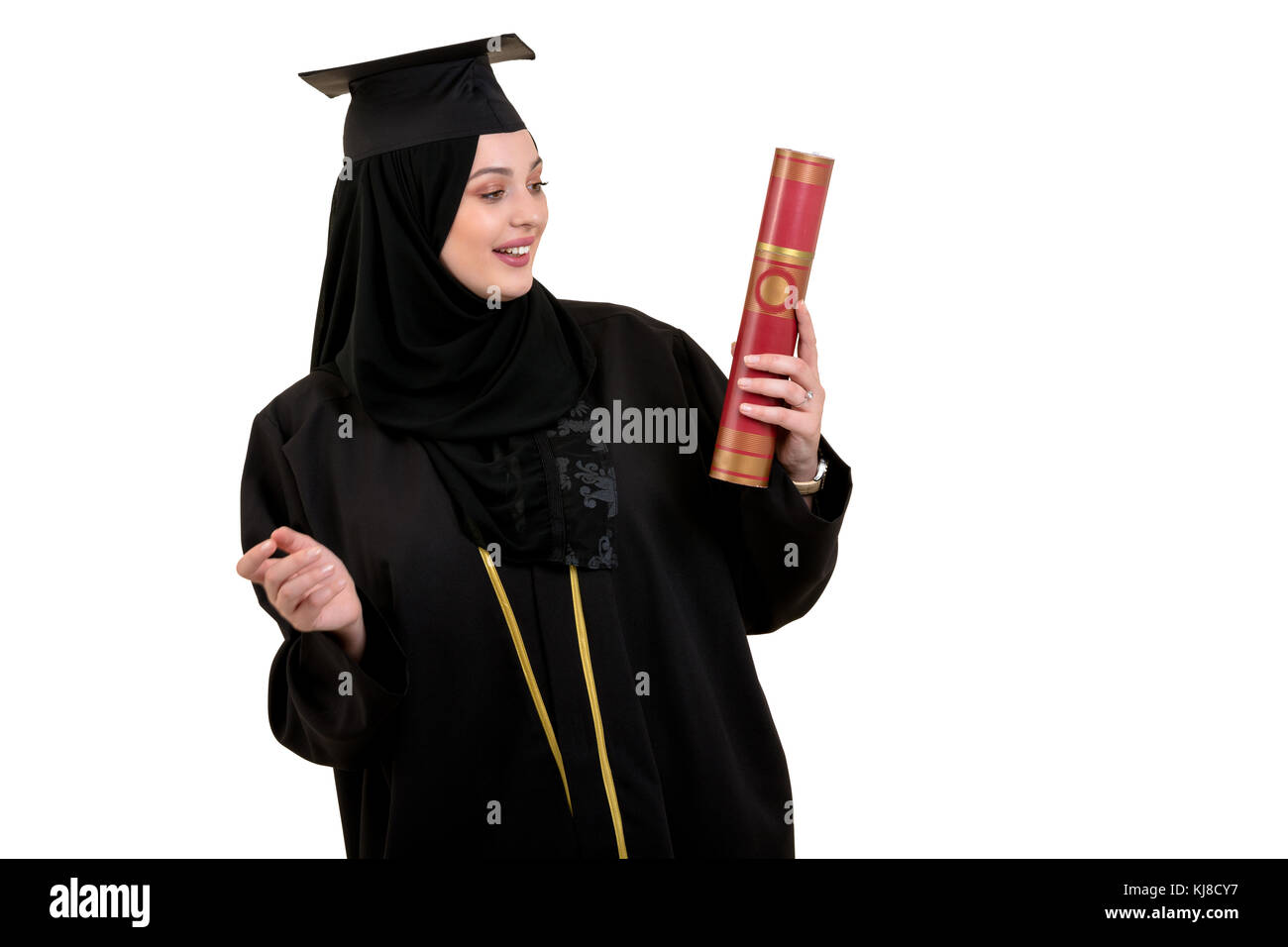 Happy graduate arabic muslim student with diploma Stock Photo - Alamy