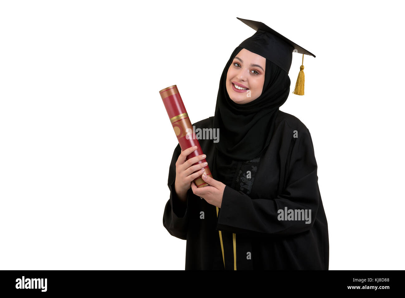 Happy graduate arabic muslim student with diploma Stock Photo - Alamy
