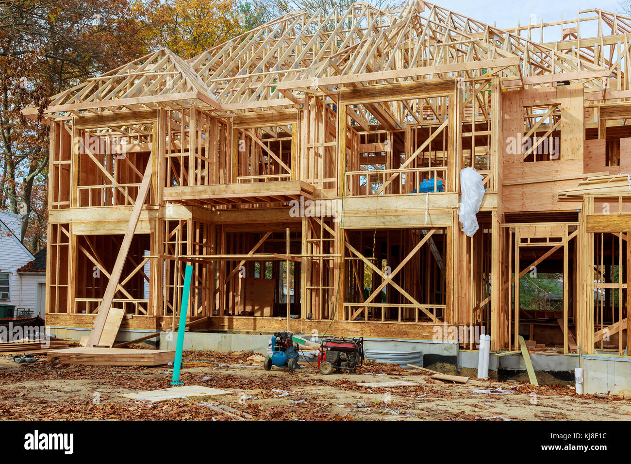 Single Family Home Construction - Building a New Wood Framed House ...