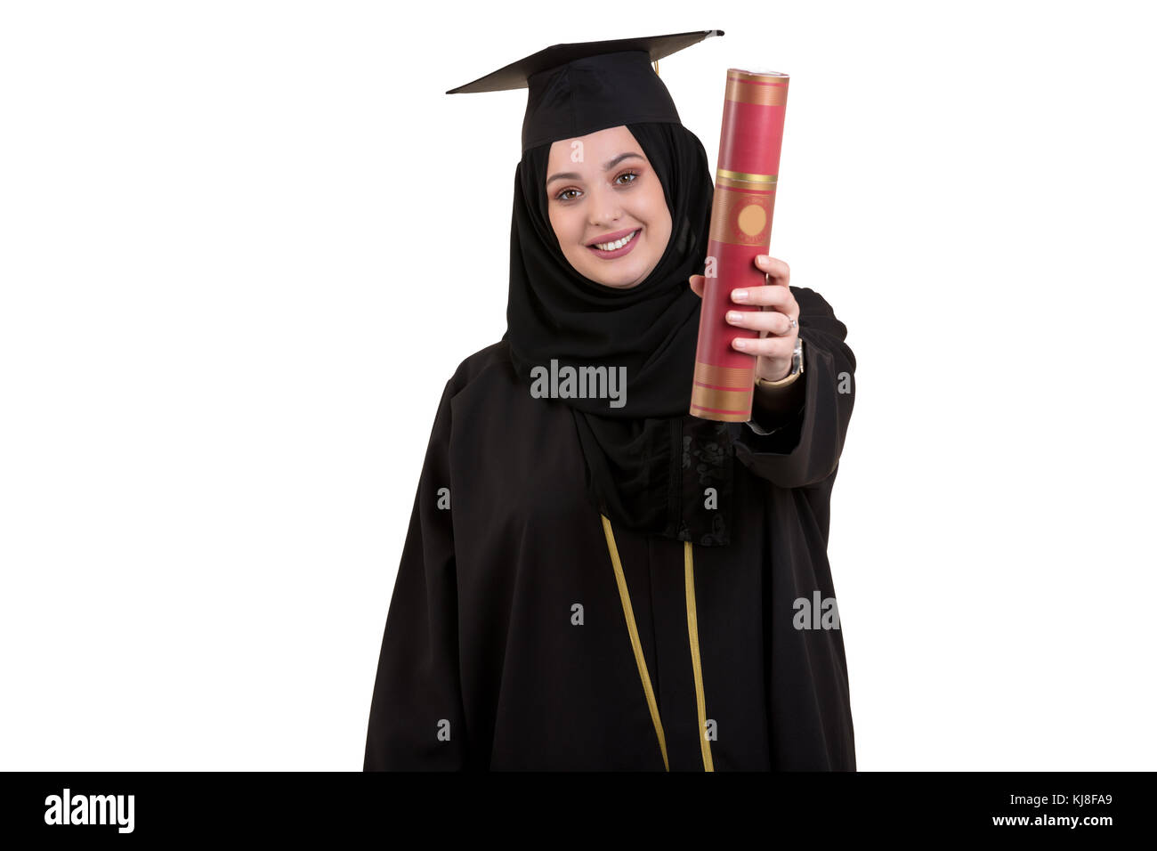 Happy graduate arabic muslim student with diploma Stock Photo - Alamy