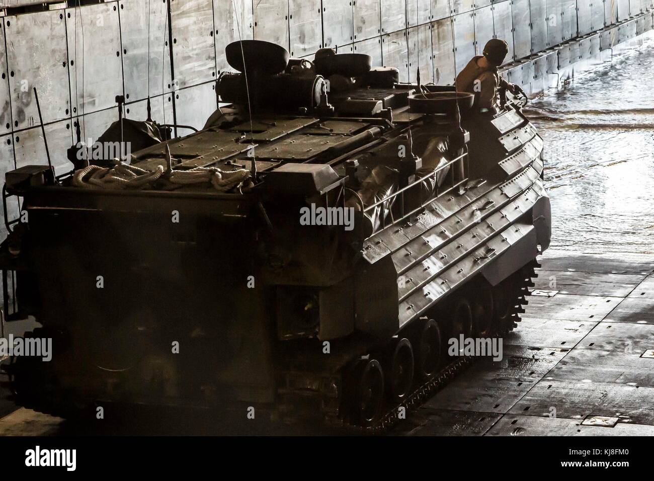 A U.S. Marine with the Assault Amphibious Vehicle (AAV) Platoon ...