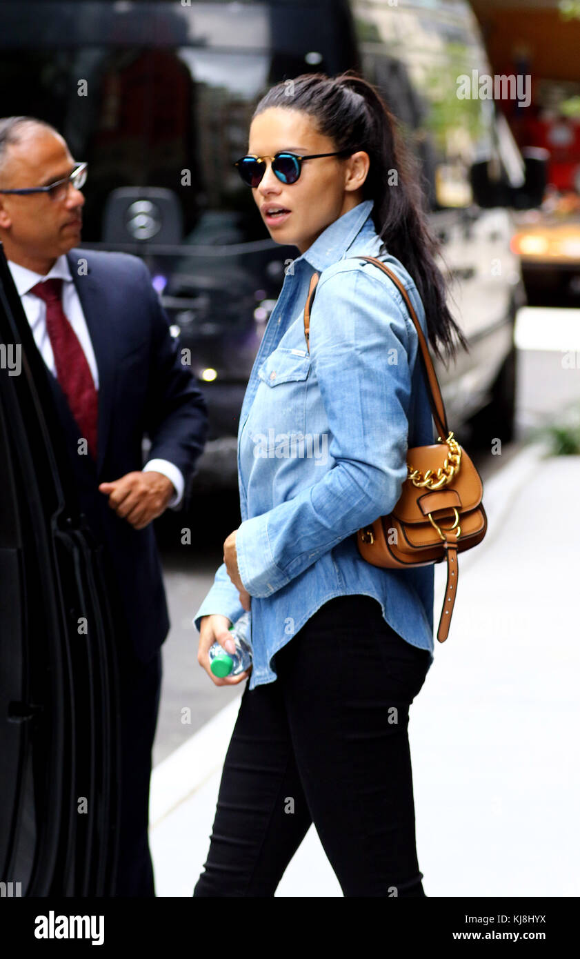 NEW YORK, NY - SEPTEMBER 06: Adriana Lima showed off her toned abs in a ...