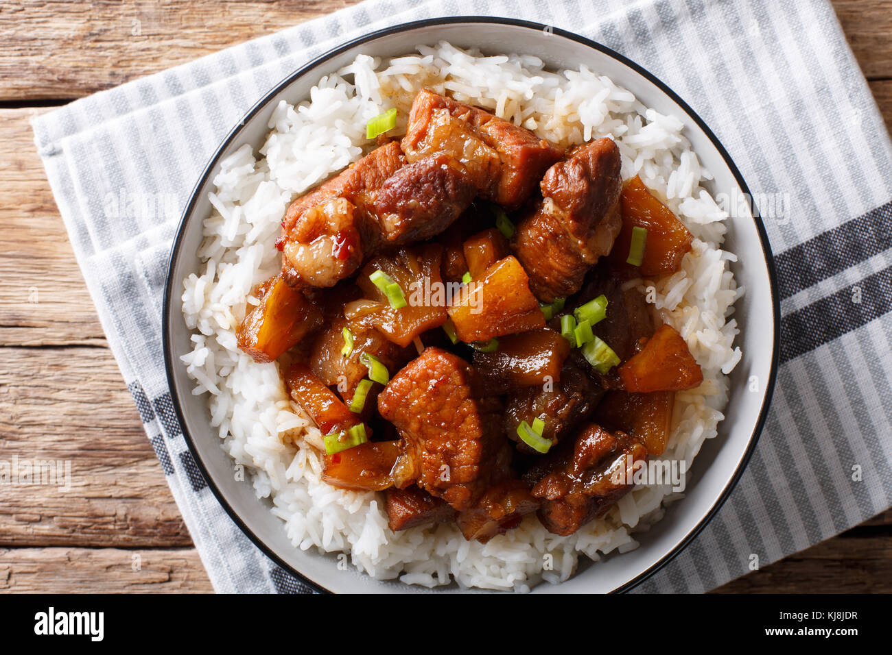 Philippine cuisine: Hamonado pork with pineapple and garnish of rice ...