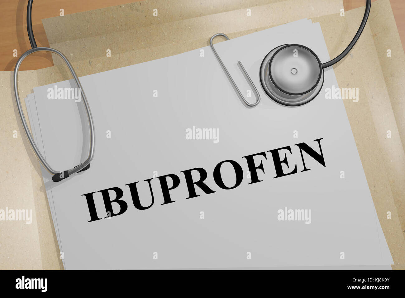 3D illustration of "IBUPROFEN" title on a medical document Stock Photo ...