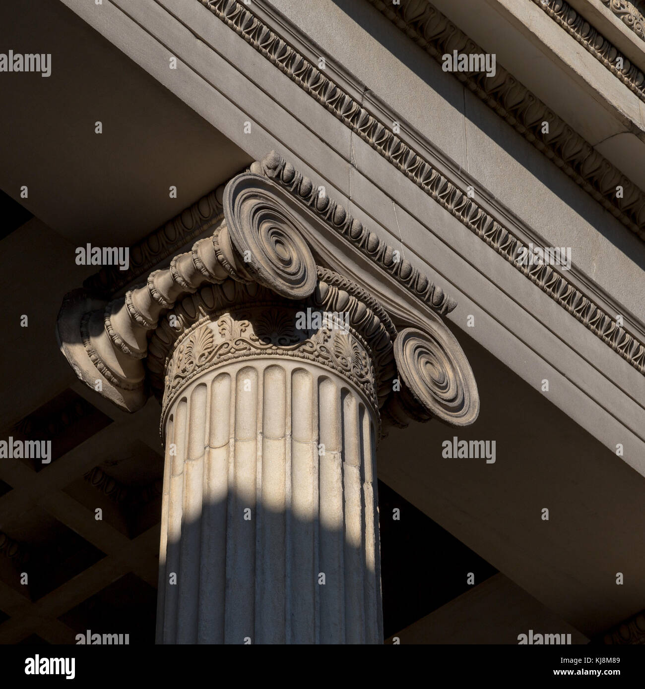 Close-up shot of a line of Greek-style columns Stock Photo - Alamy