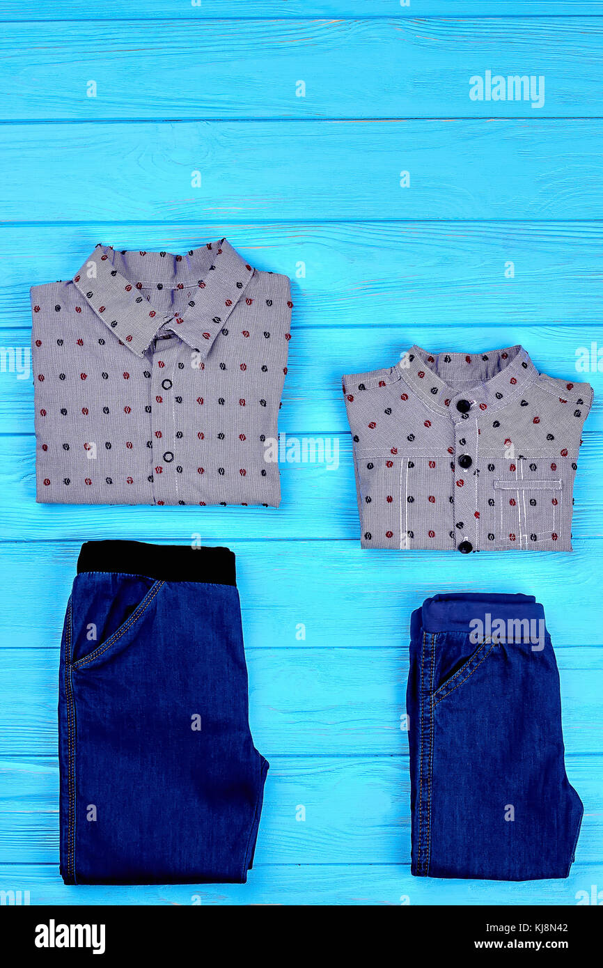Set of brand clothes for boys. New collection of jean trousers and ...