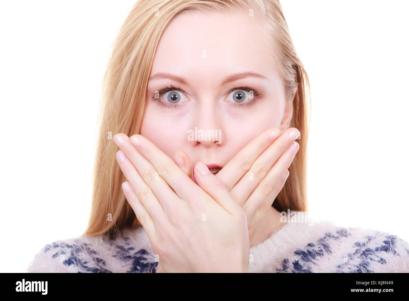 Face expression, human emotions concept. Shocked and surprised young ...