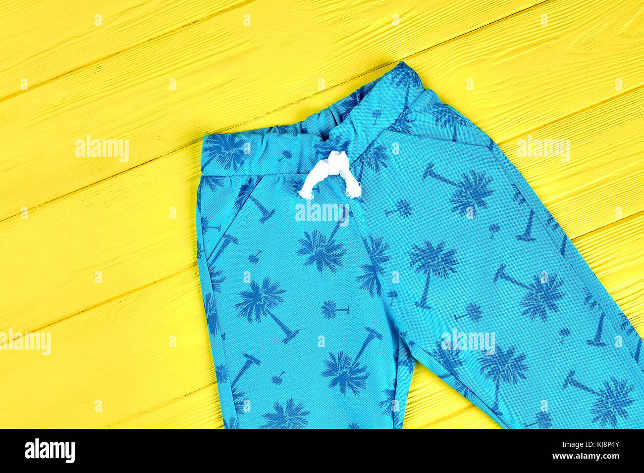 Childs beautiful blue trousers. Infants palm tree print pants on yellow ...