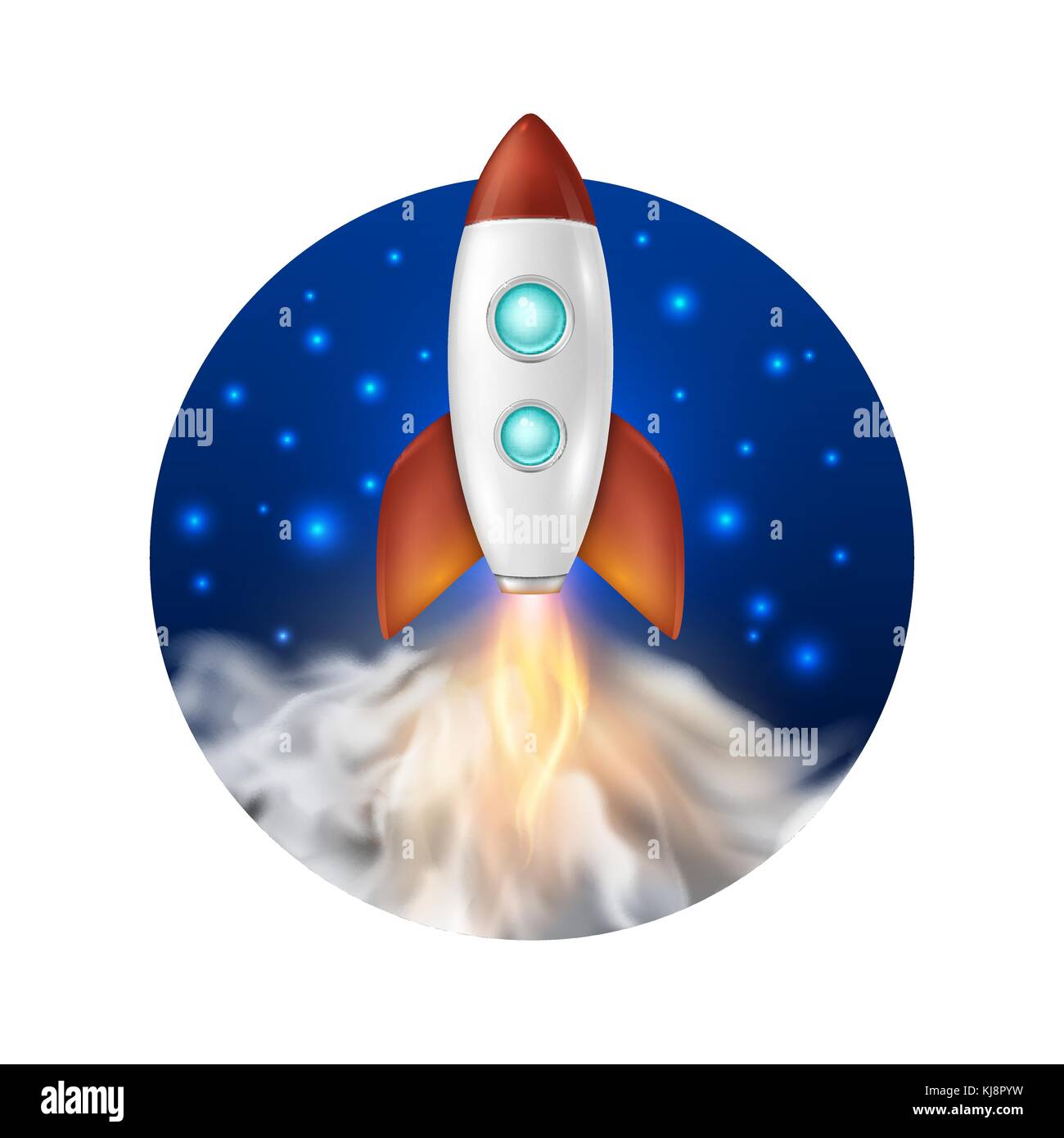 Vector background with retro space rocket ship launch, Template for ...
