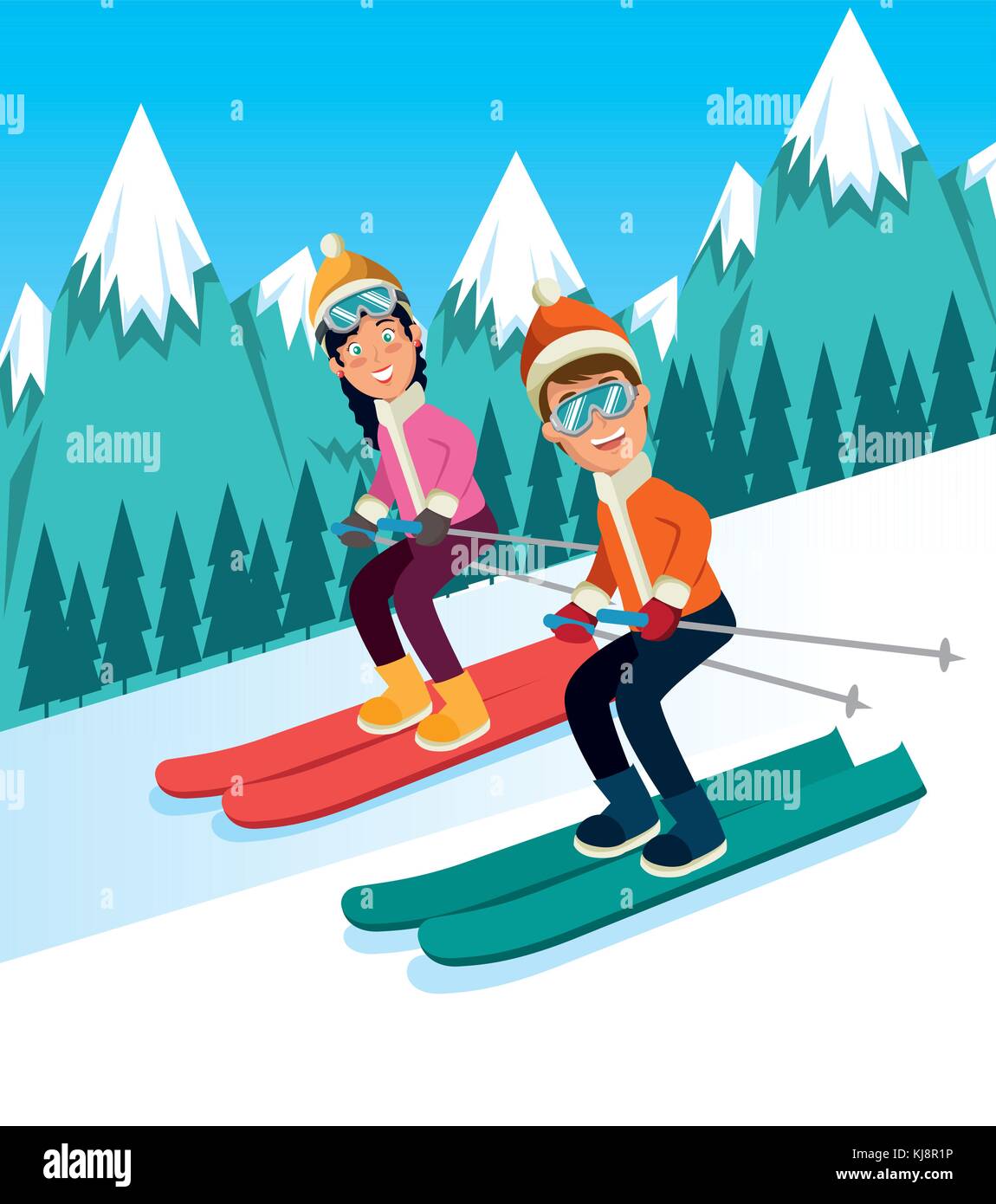 people doing winter sports vector illustration graphic design Stock ...