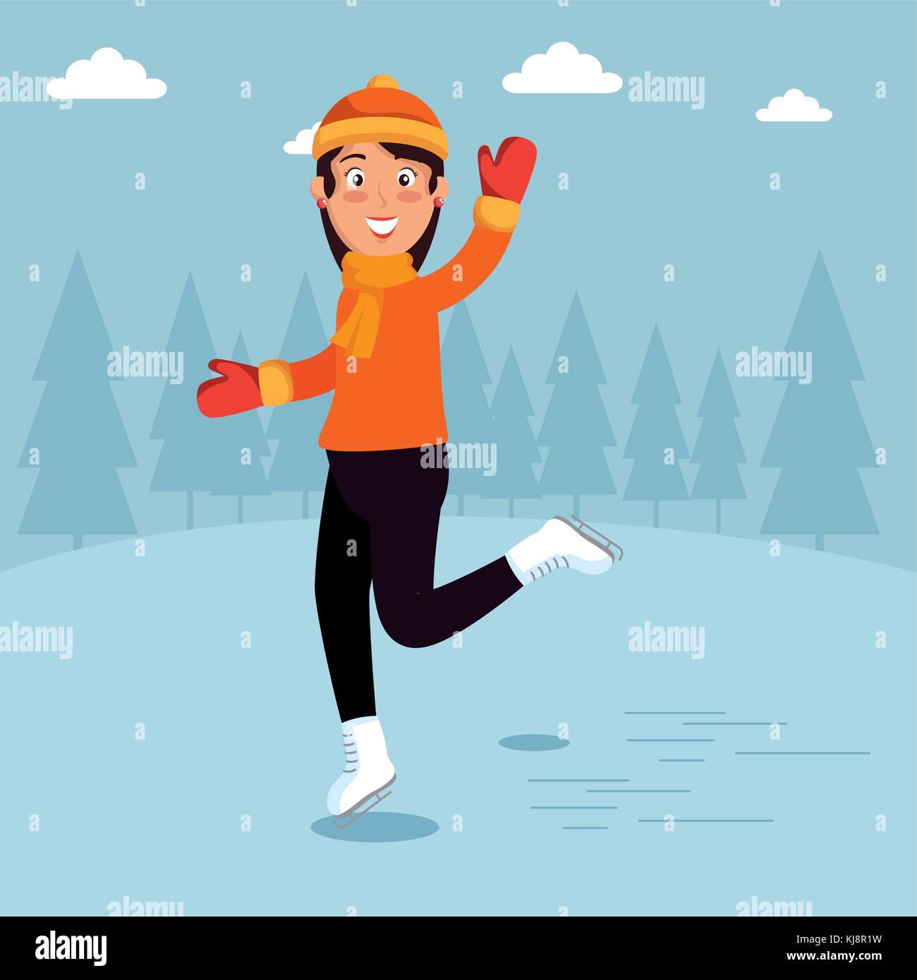 winter sports happy people cartoon vector illustration graphic design ...