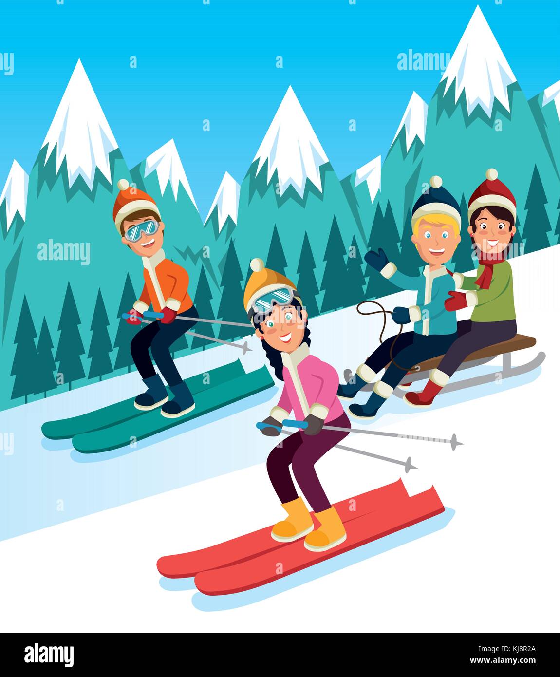 people doing winter sports vector illustration graphic design Stock ...