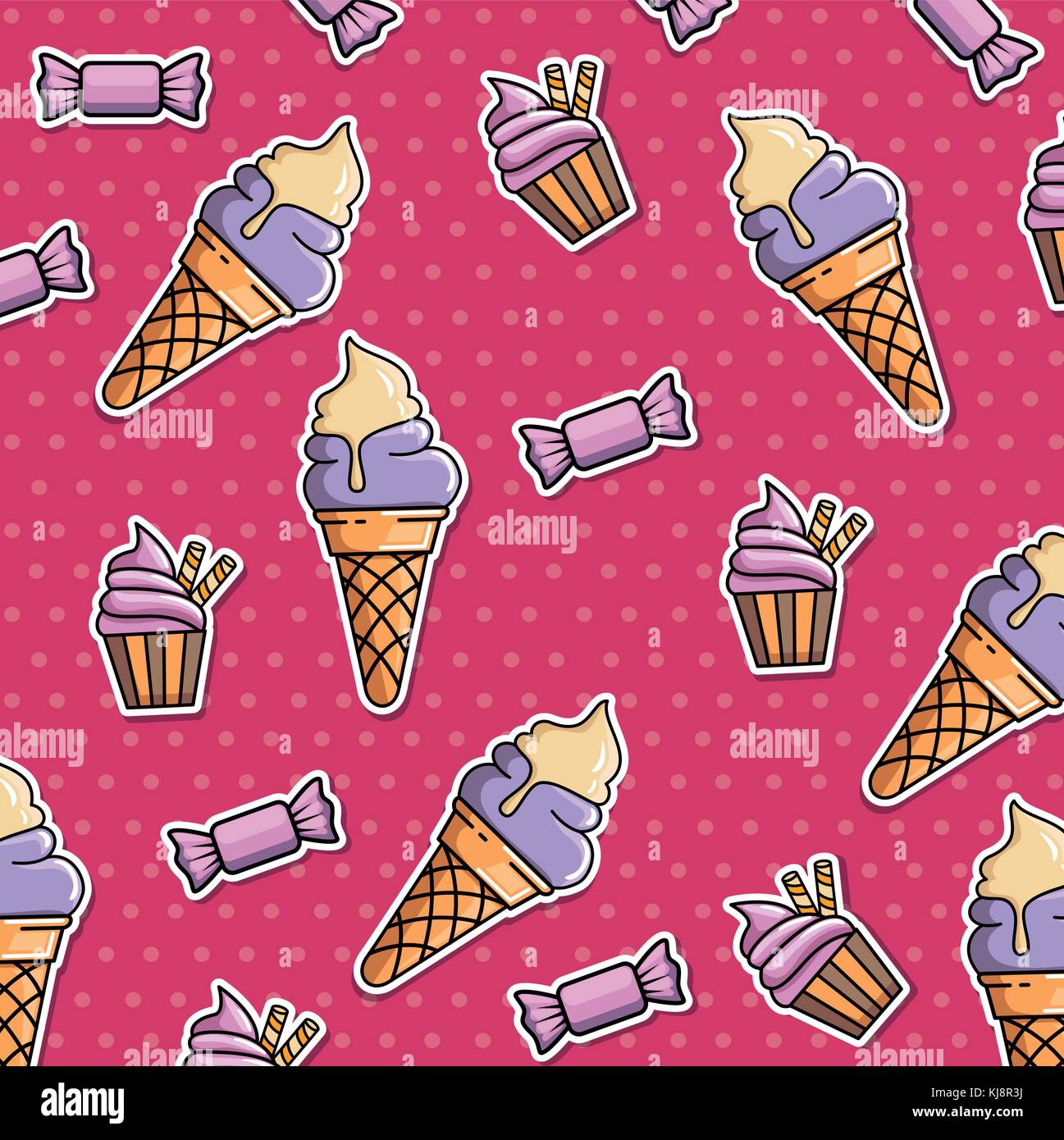 seamless pattern of patches with ice cream vector illustration graphic ...