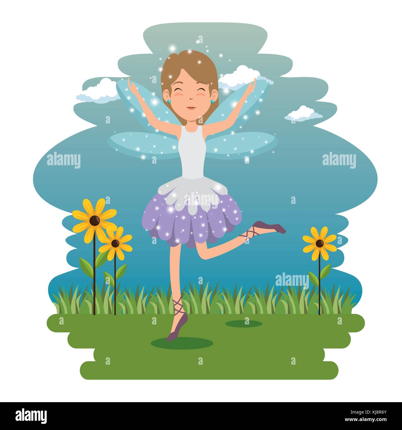 sweet and cute fairy cartoon vector illustration graphic design Stock ...