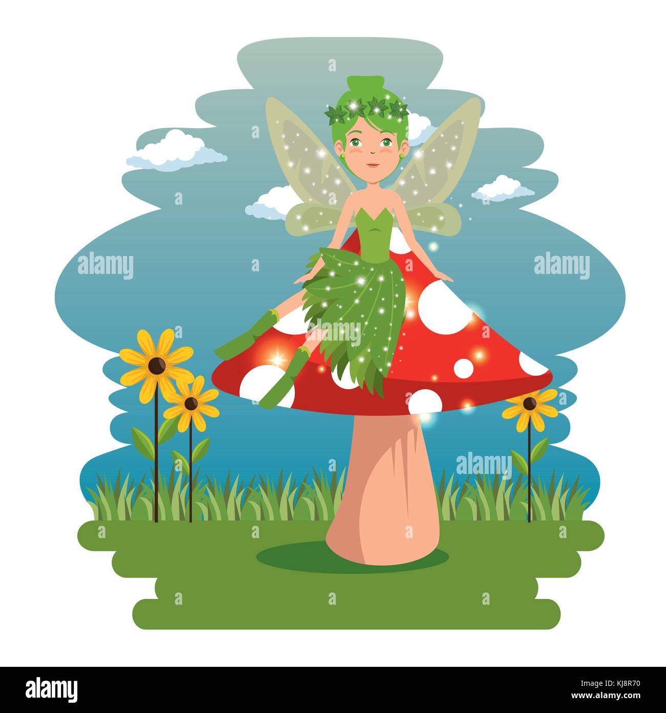sweet and cute fairy cartoon vector illustration graphic design Stock ...