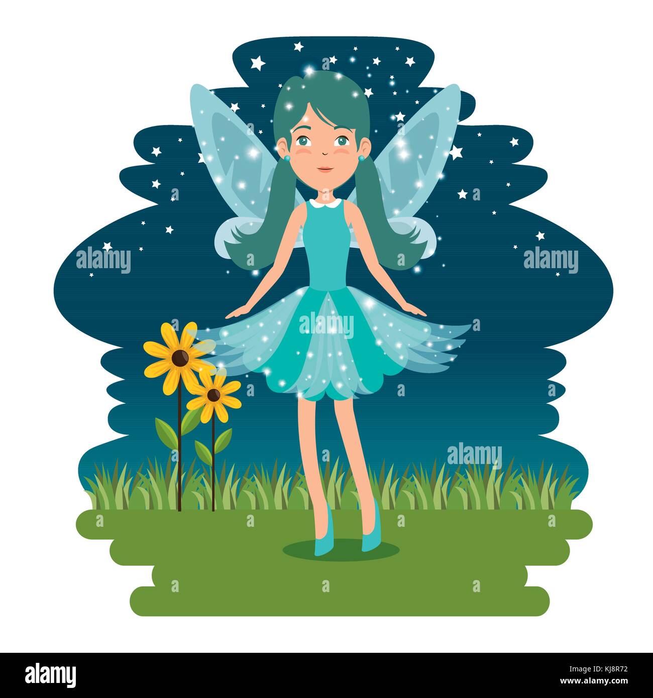 sweet and cute fairy cartoon vector illustration graphic design Stock ...