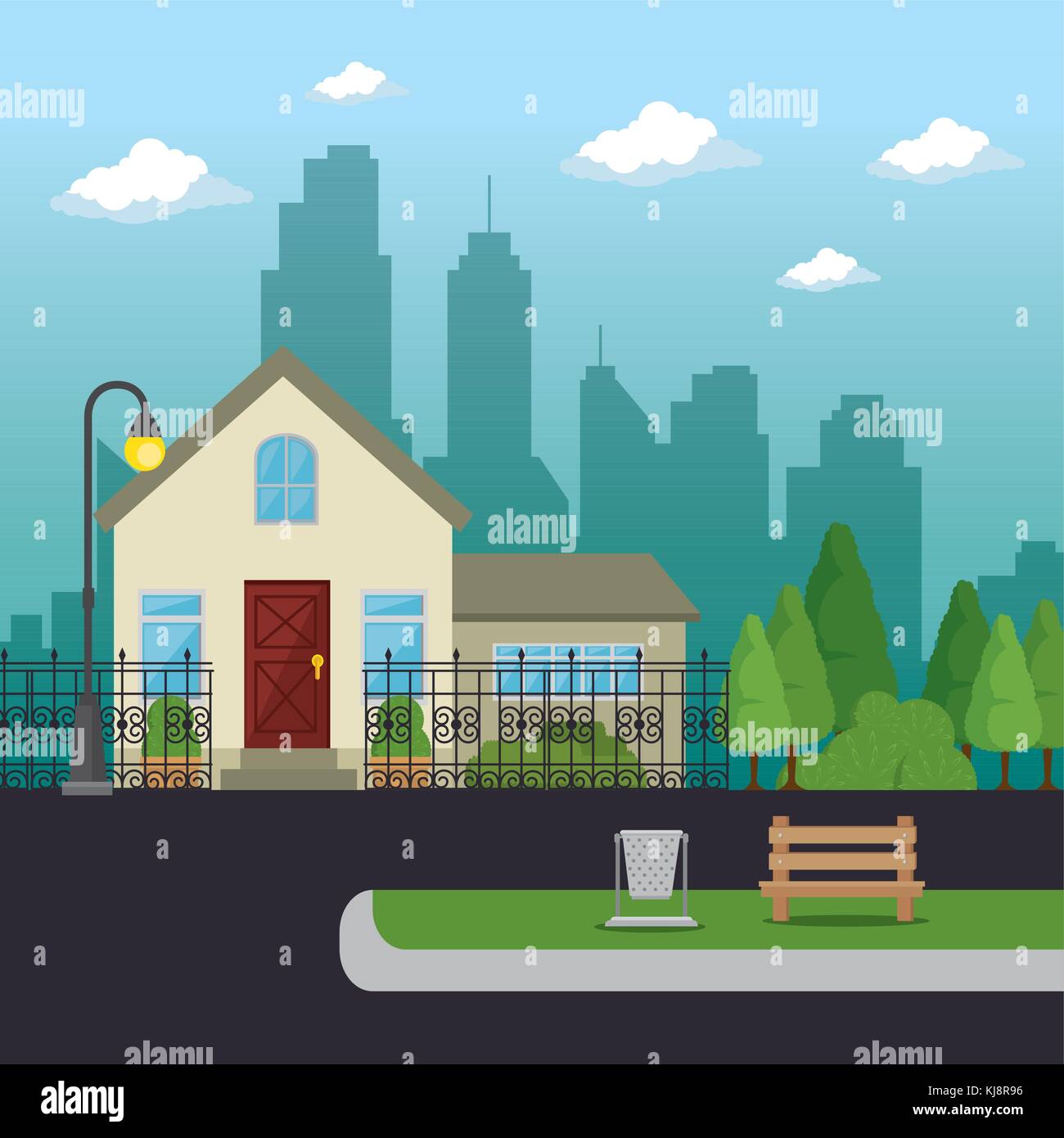 beautiful and modern family house Stock Vector Image & Art - Alamy
