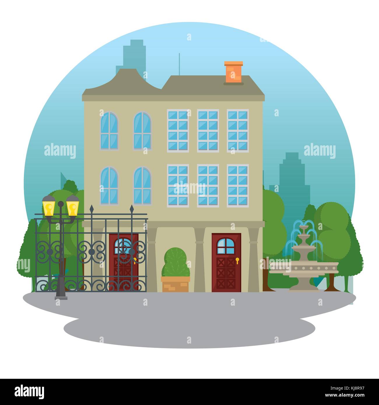 Family portrait architecture home Stock Vector Images - Alamy