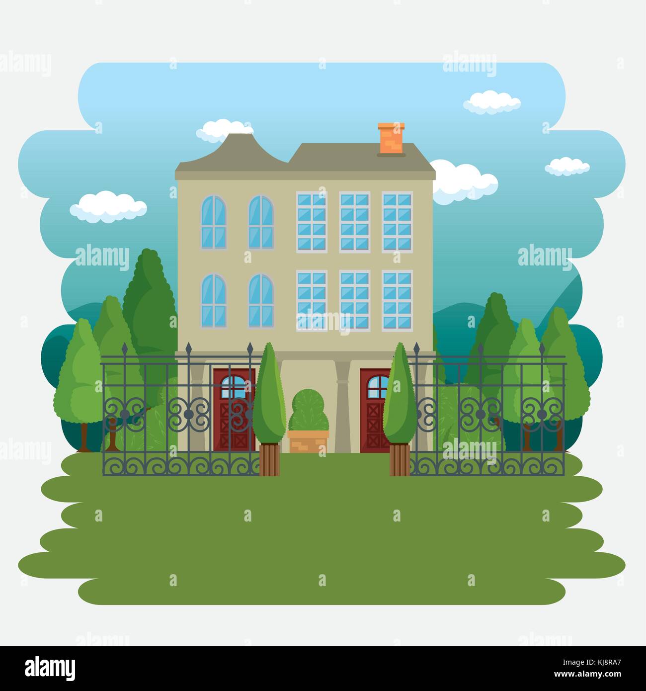 beautiful and modern family house Stock Vector Image & Art - Alamy