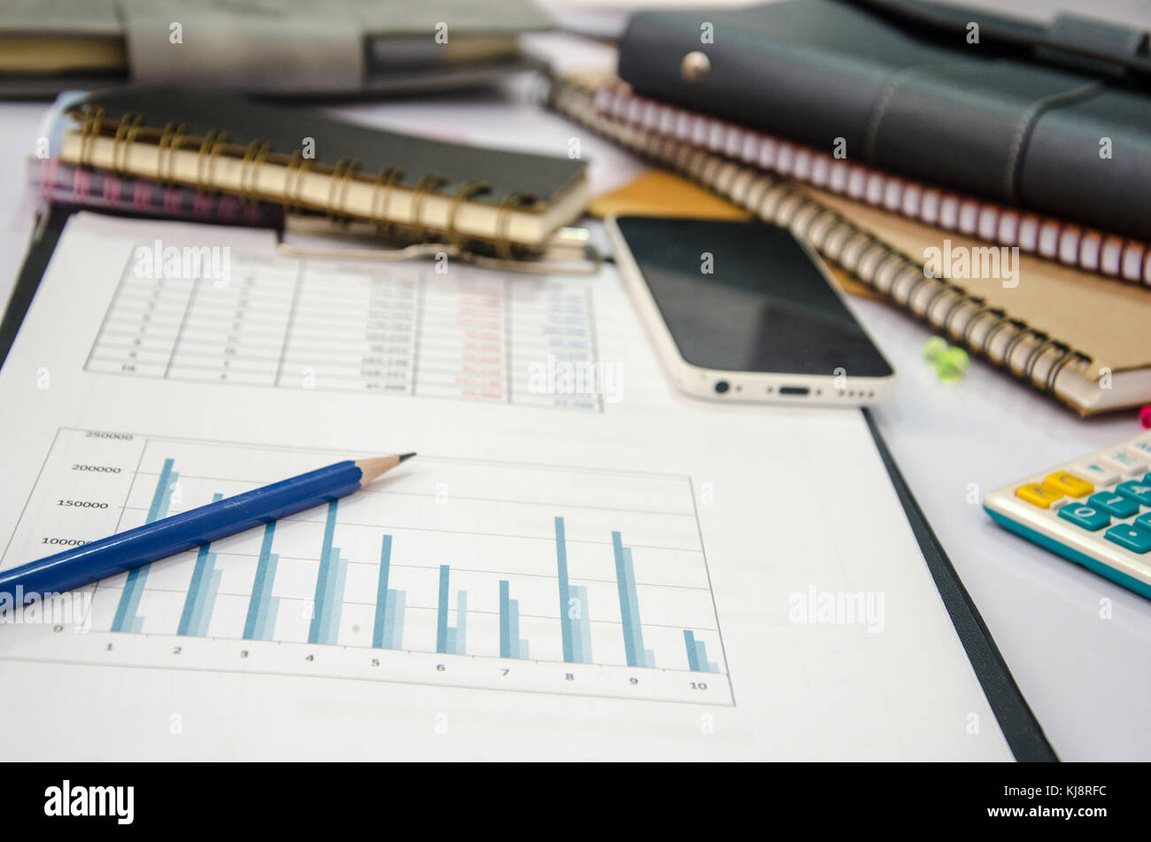 Graphs, charts, business table. The workplace of business Stock Photo ...