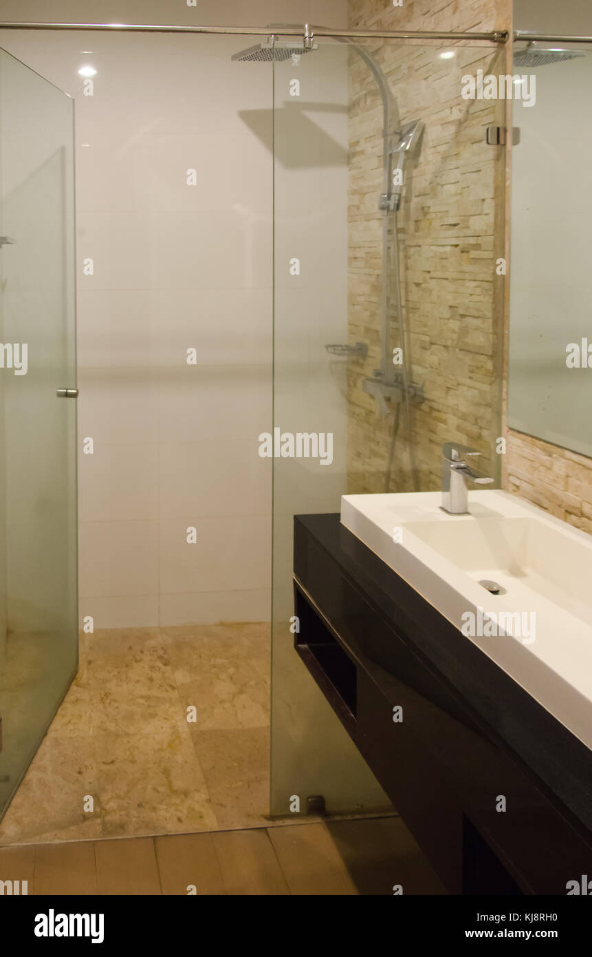 Modern interior bathroom shower Stock Photo - Alamy