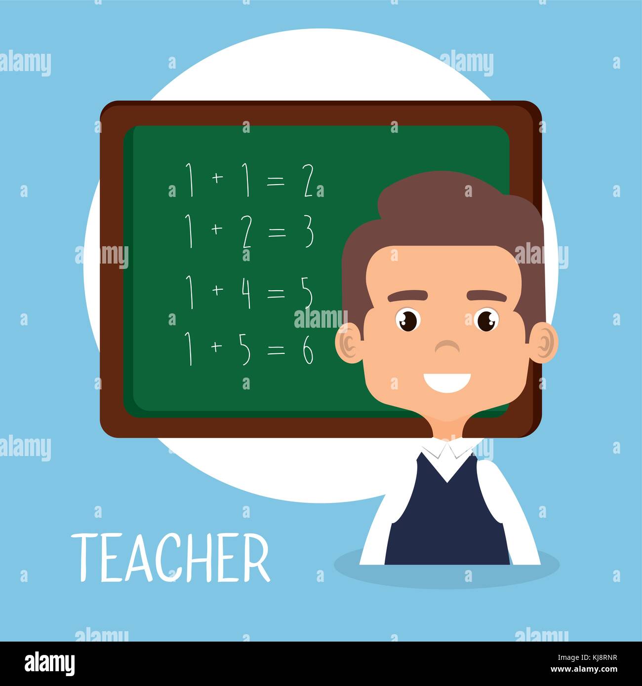 teacher school with chalkboard avatar character vector illustration ...