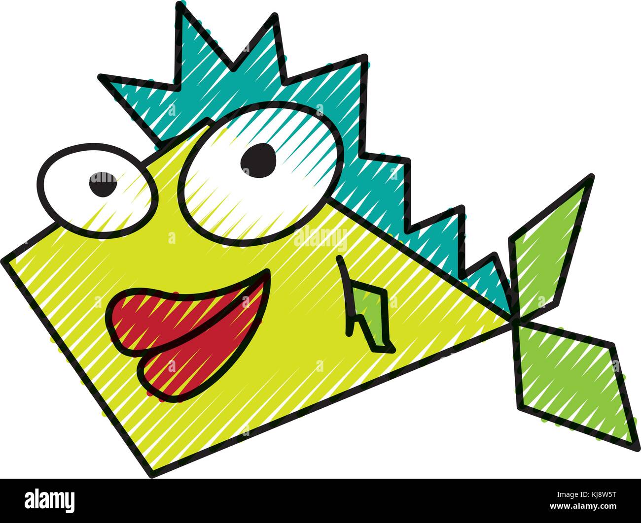scribble funny fish cartoon Stock Vector Image & Art - Alamy