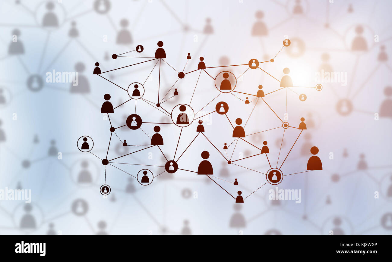 Concept of networking and connection against modern office blurred ...