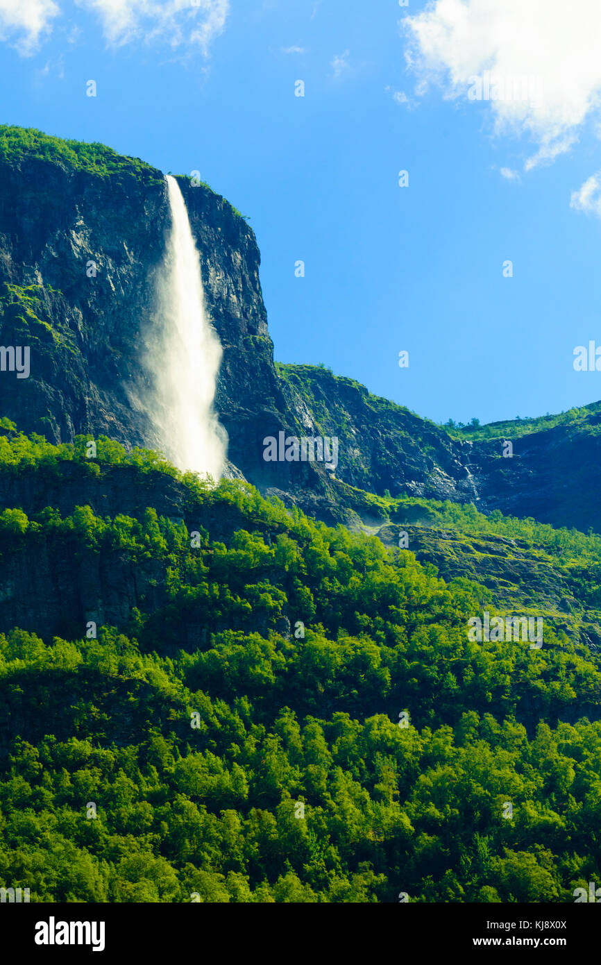 Summer mountain beautiful waterfall in Norway fjords Europe Stock Photo ...