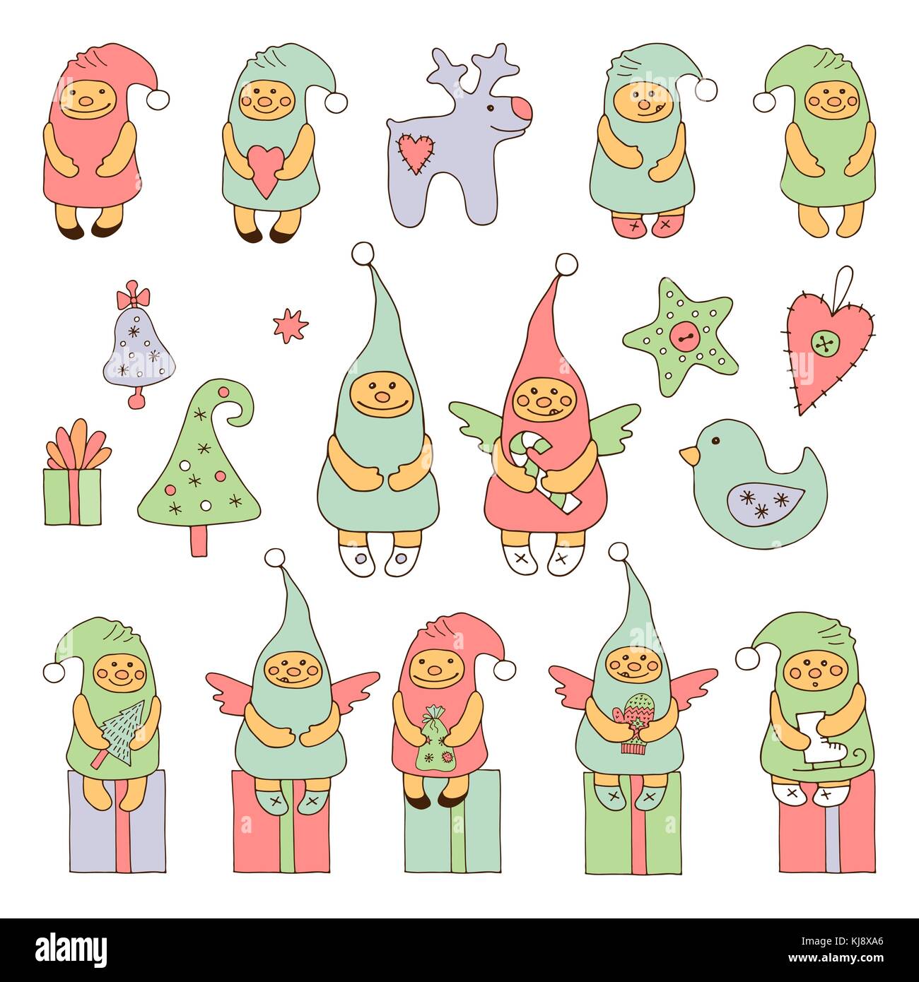 vector set with Christmas elves Stock Vector Image & Art - Alamy