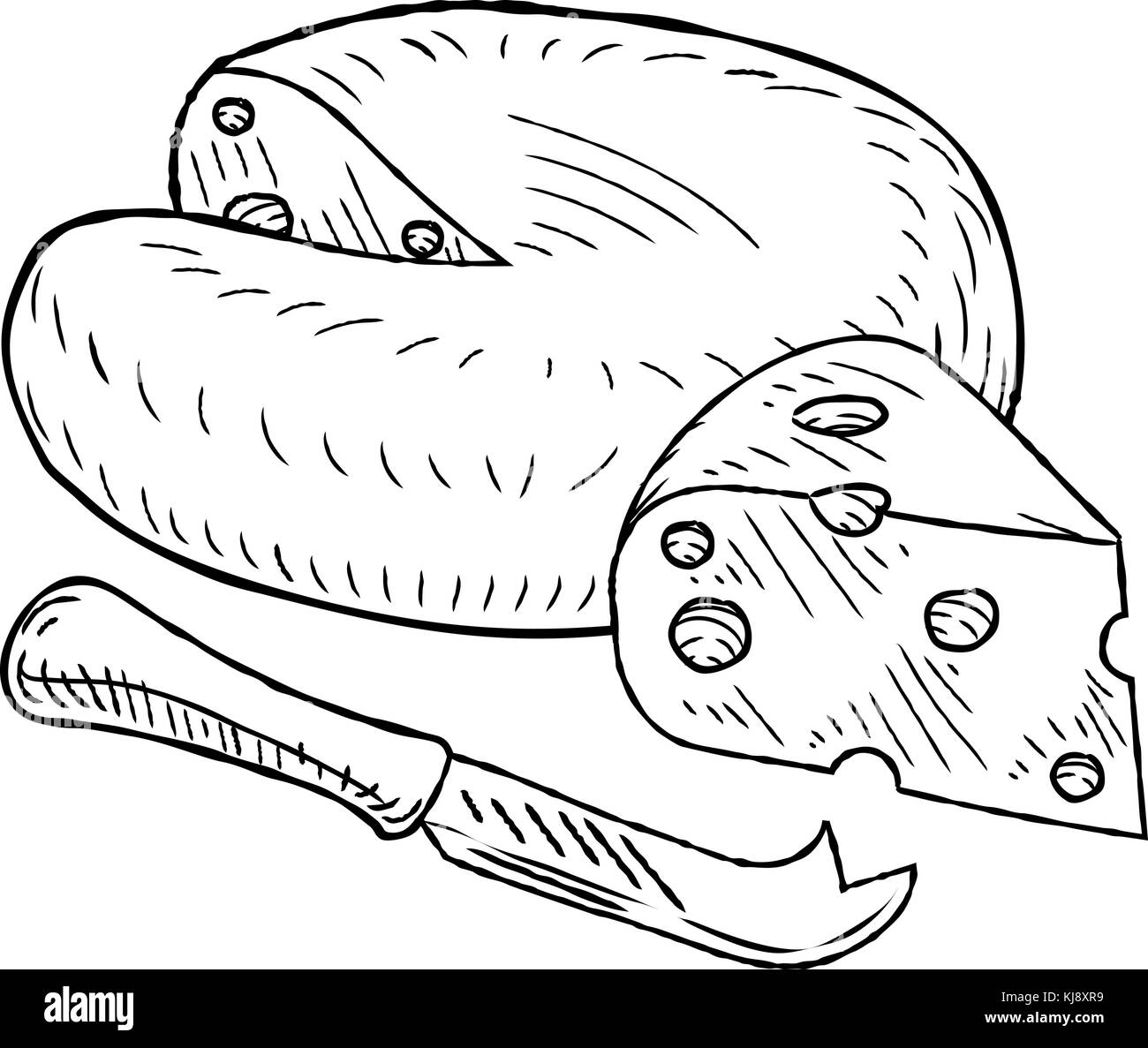 Cheese and Knife Vintage Retro Etching Style Stock Vector Image & Art ...