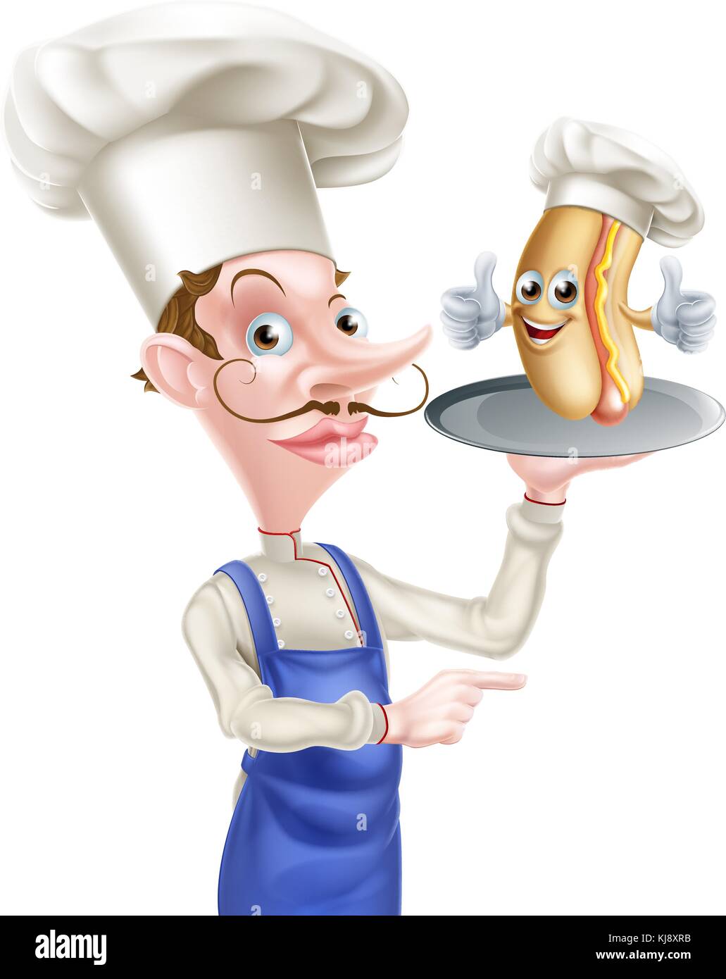 Hot Dog Cartoon Chef Pointing Stock Vector Image & Art - Alamy