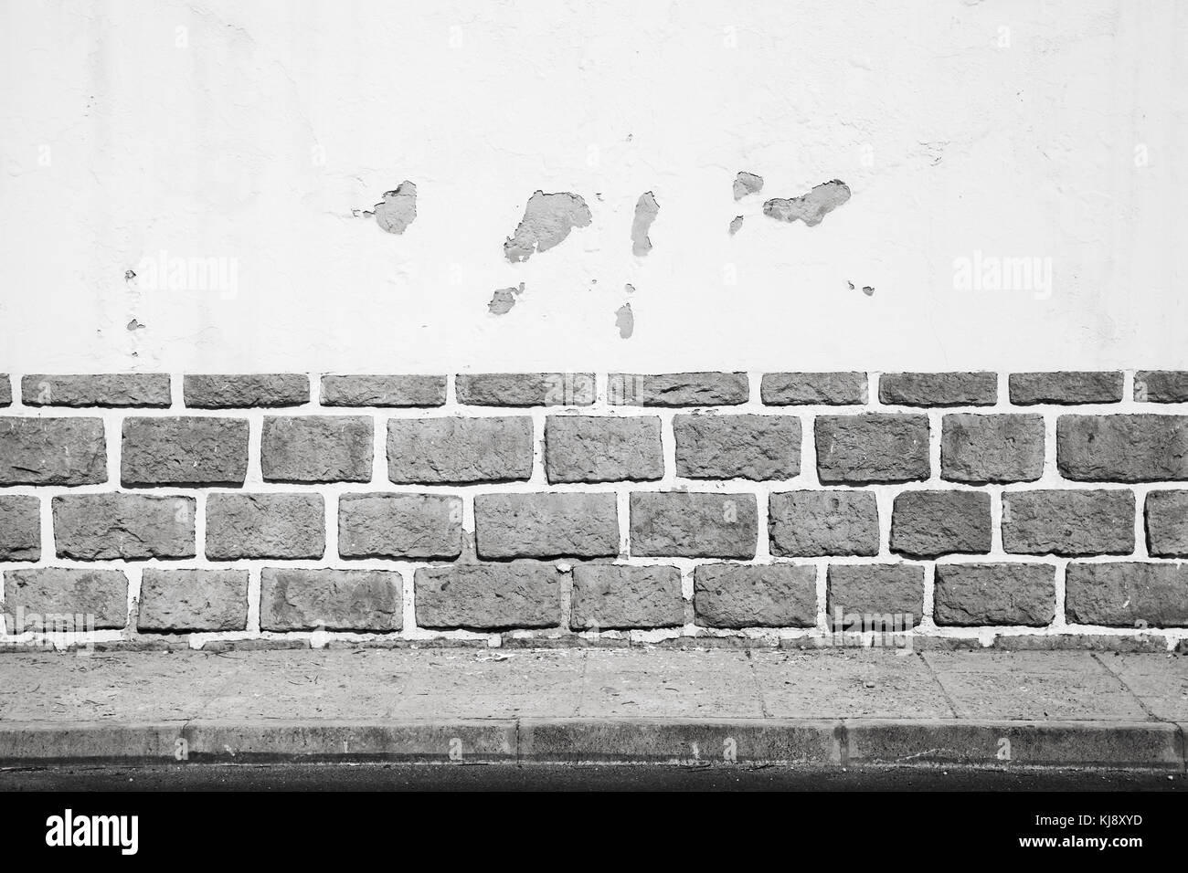 White grungy wall with gray bricks, urban interior background photo ...
