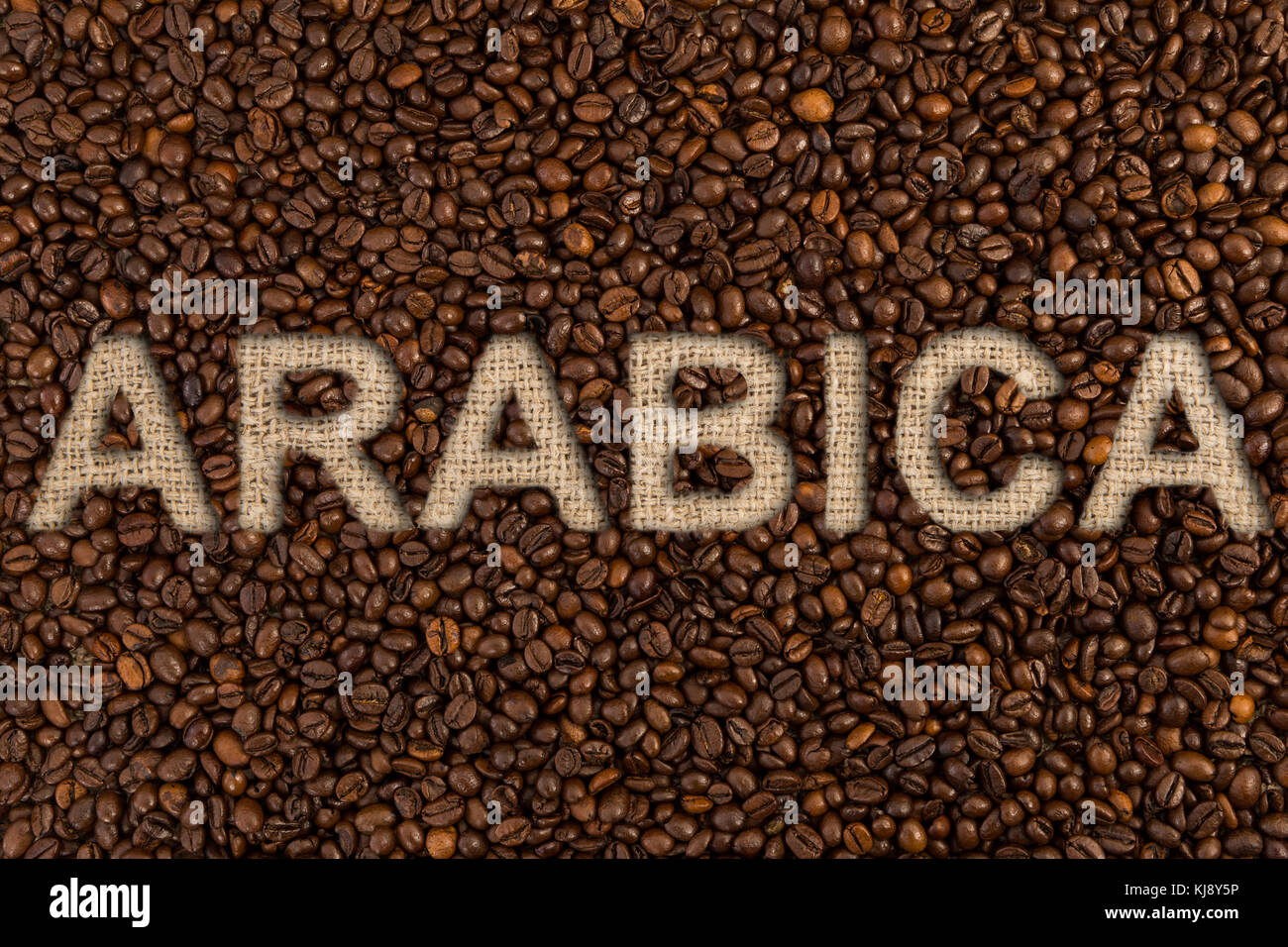 Arabic concept written on coffee beans and jute canvas fabric Stock ...