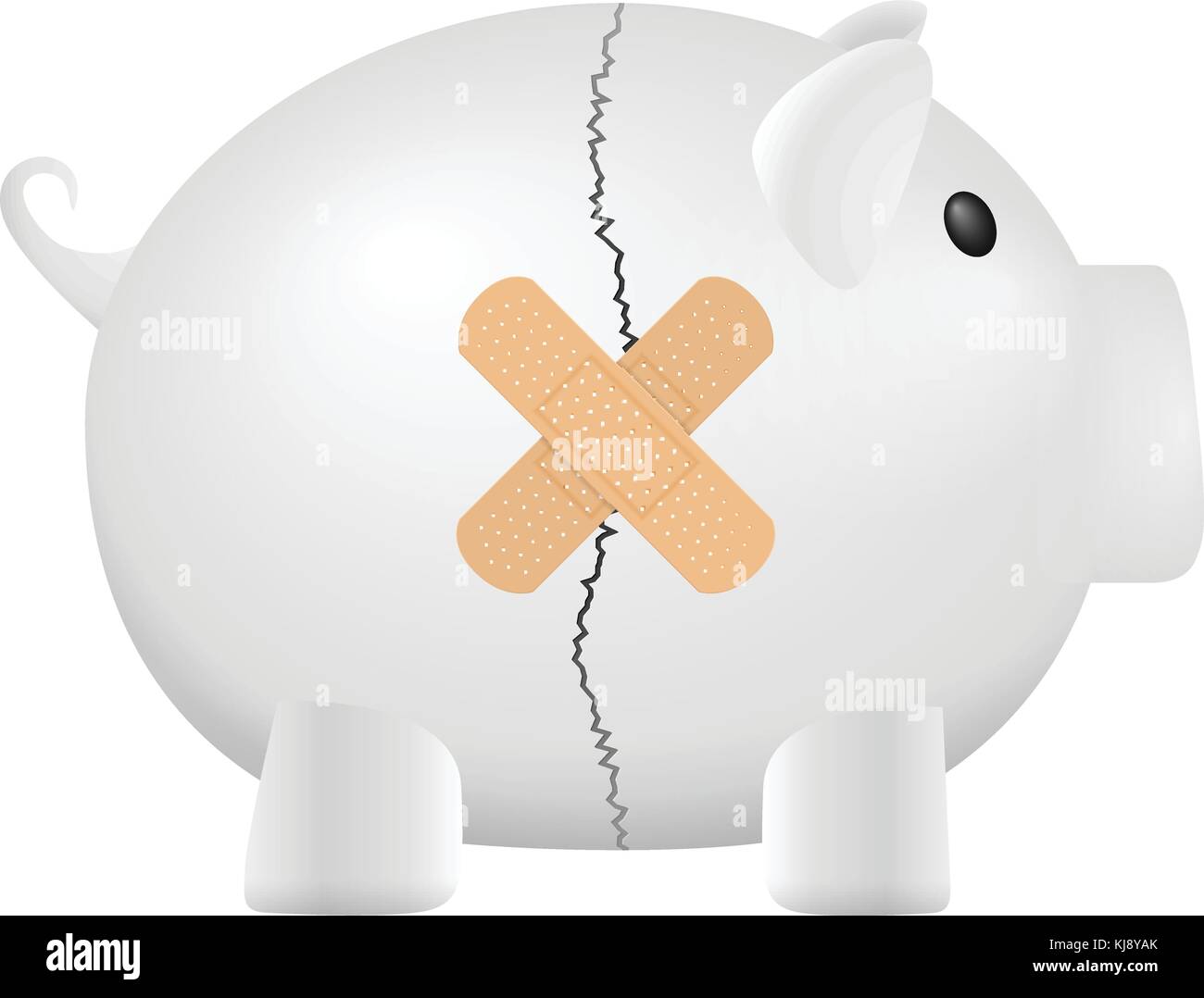 Broken piggy bank on a white background Stock Vector Image & Art - Alamy
