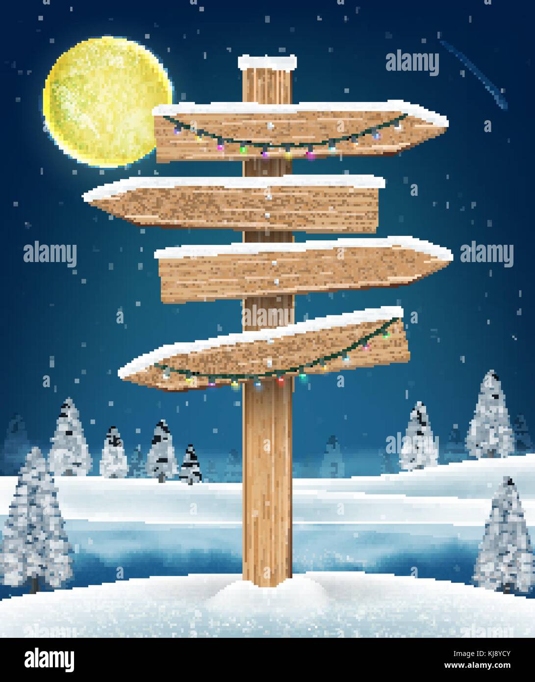 direction wood board sign on winter lake Stock Vector Image & Art - Alamy