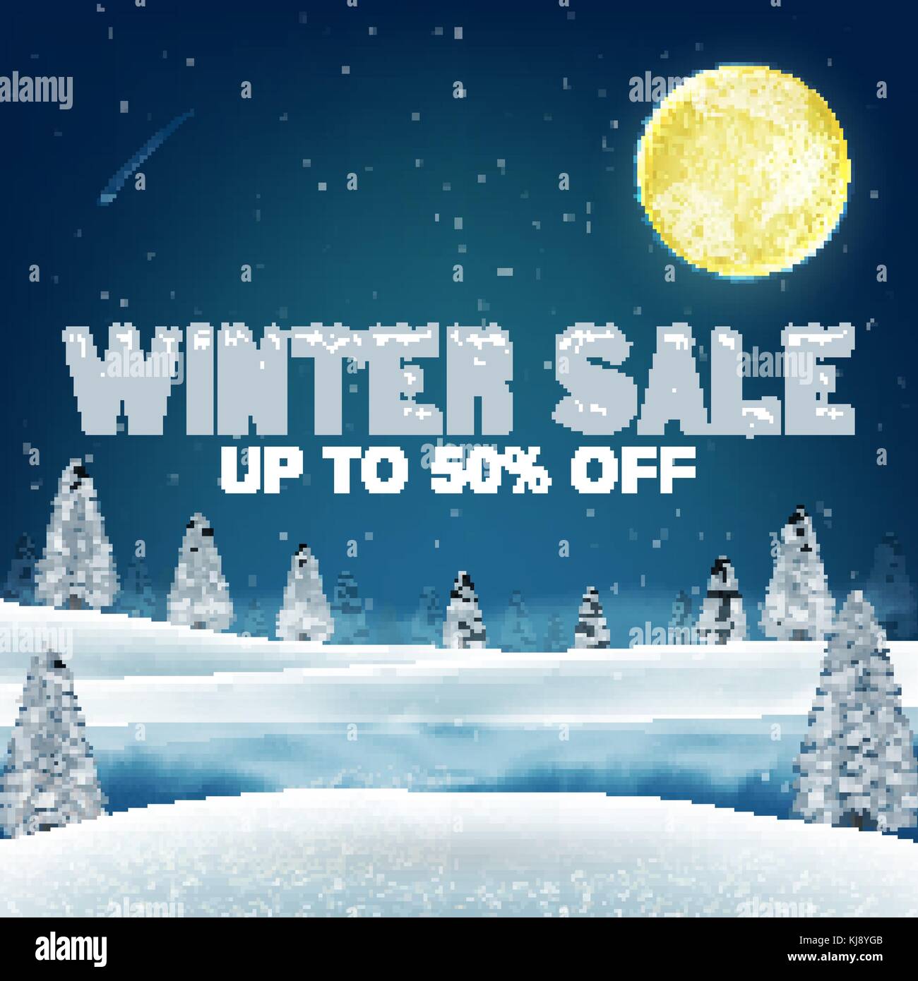 winter sale 50 percent with winter lake background Stock Vector Image ...