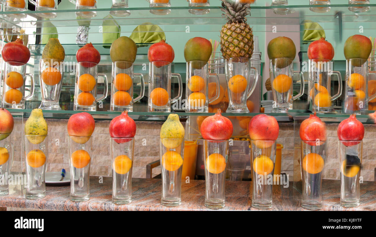fresh fruit in greece bar Stock Photo - Alamy