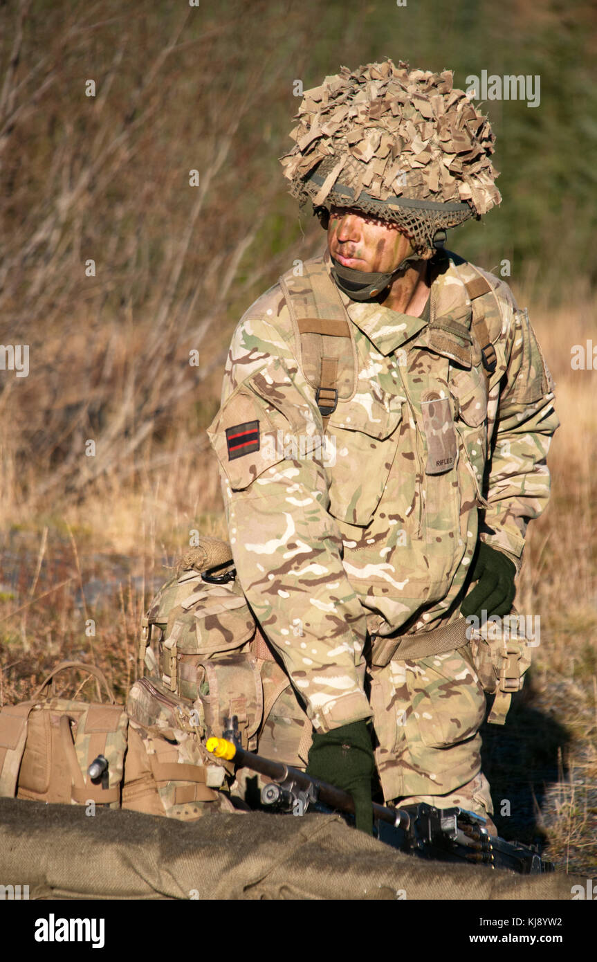 A soldier from the 3rd Battalion The Rifles on a military exercise in ...